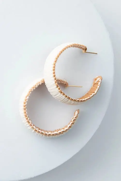 NOONDAY Raffia Hoop Earrings - Natural
