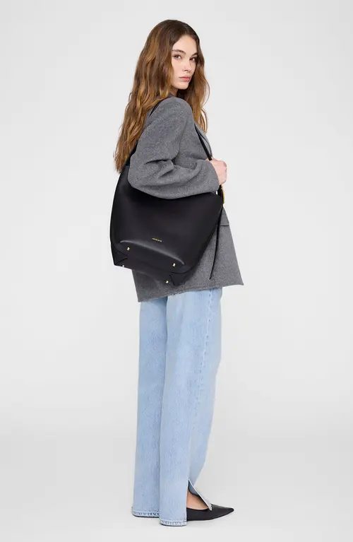 ANINE BING Elly Bucket Bag Grained Leather - Black