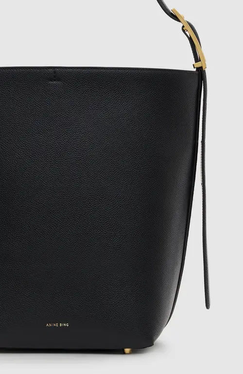 ANINE BING Elly Bucket Bag Grained Leather - Black