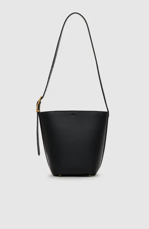 ANINE BING Elly Medium Bucket Bag Grained Leather - Black