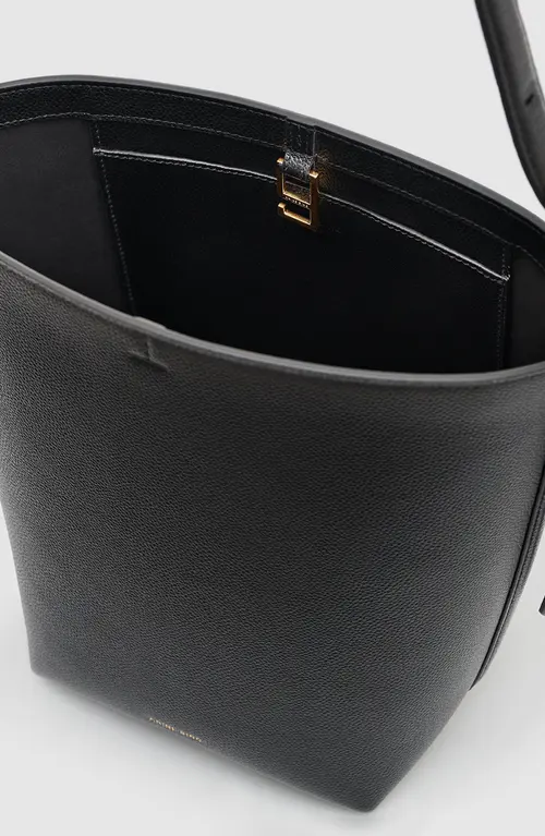 ANINE BING Elly Medium Bucket Bag Grained Leather - Black