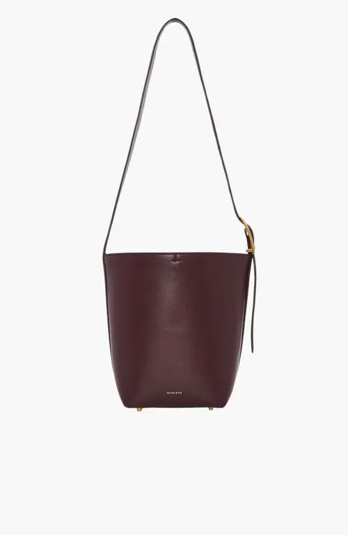 ANINE BING Elly Medium Grained Leather Bucket Bag - Fig