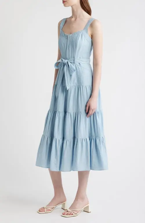 ZOE AND CLAIRE Tiered Sundress With Zip Front And Tie Belt