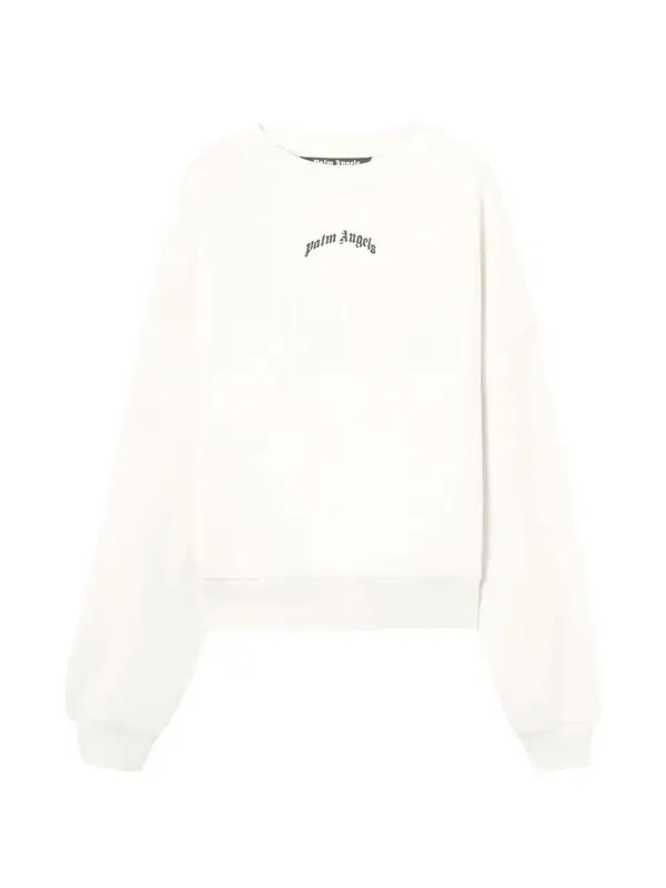 Palm Angels Back Curved Logo Crewneck - White