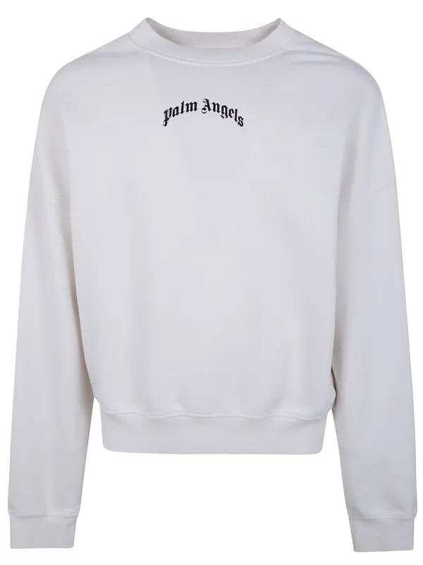 Palm Angels Back Curved Logo Crewneck - White