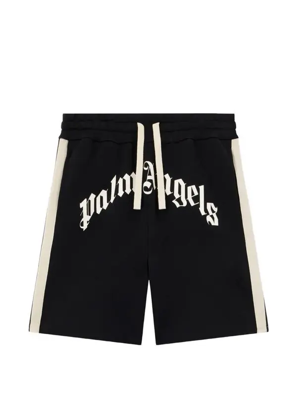 Palm Angels Curved Logo Track Sweatshorts - Black