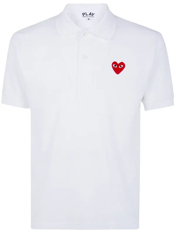 Play Comme Des Garcon T-shirt With Red Emblem - White