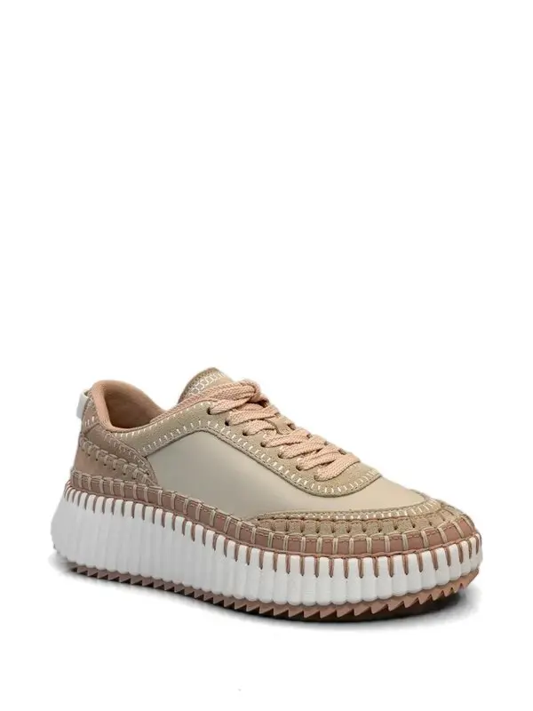Chloé Nama" Calfskin Leather Sneakers - Gray