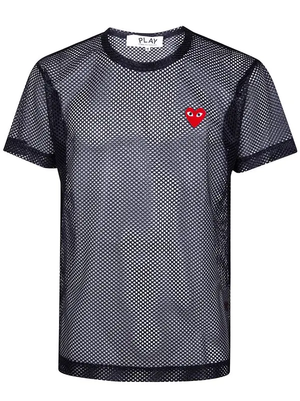Play Comme Des Garcon T-shirt With Red Emblem - Black