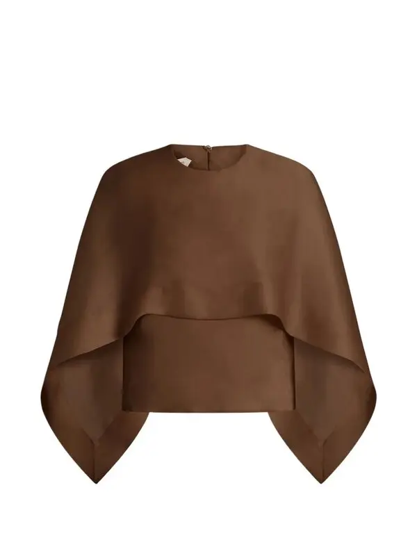 Alberta Ferretti Silk Cape Shirt - Brown