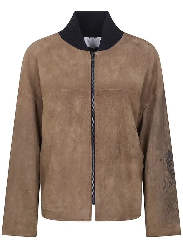 IBRIGU Printed Suede Bomber - Multi