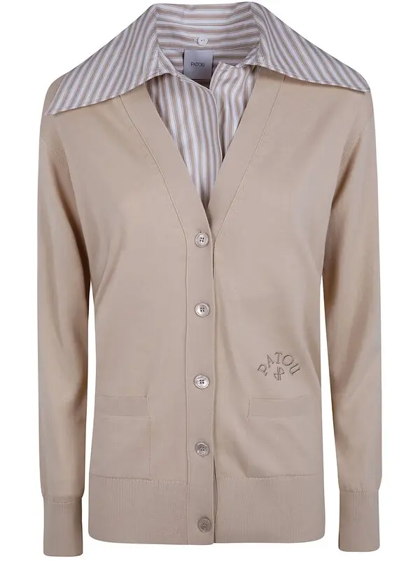 PATOU Popeline Collar Cardigan - Beige