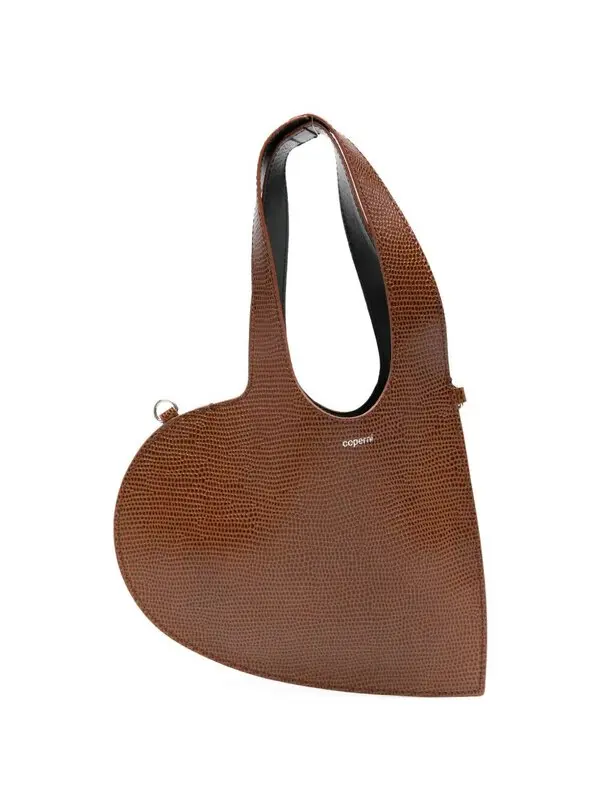 Coperni Lizard Print Mini 'heart' Tote - Brown