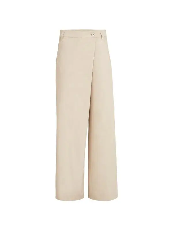 Brunello Cucinelli Wide Leg Asymetrica Pants - Beige