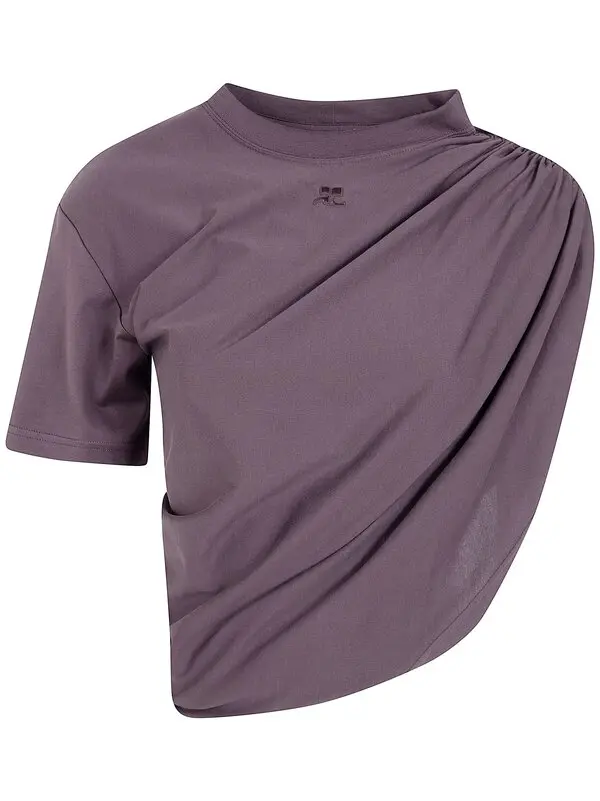 COURREGES Asymmetrical Twist T-shirt - Brown