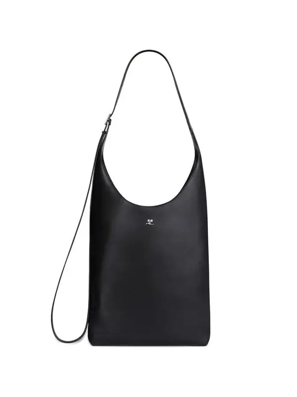COURREGES Large "melt" Leather Tote Bag - Black