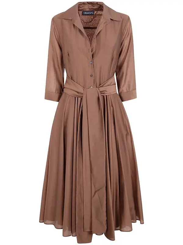 DRHOPE Long Round Dress - Brown