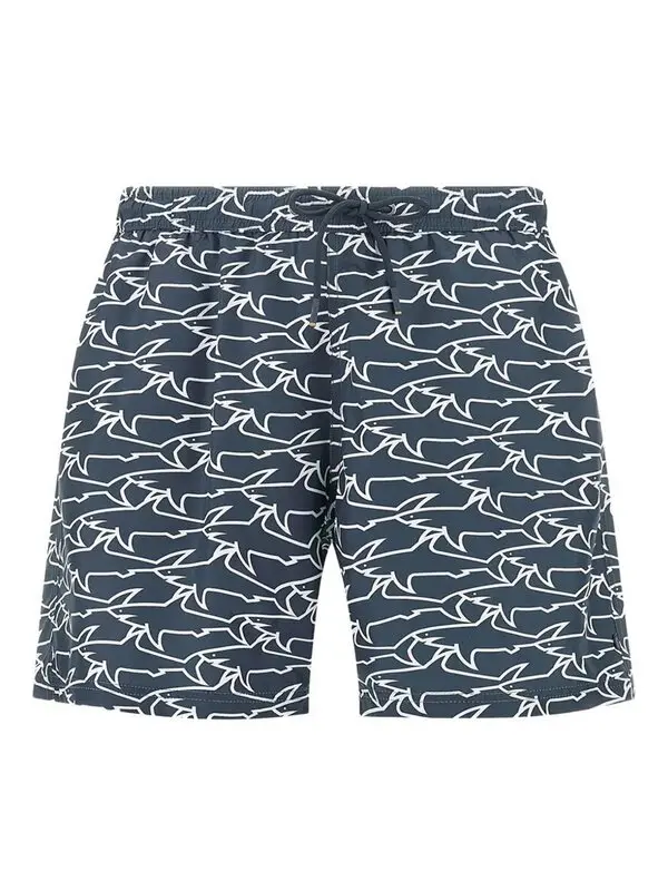 Paul & Shark Swimwear Portofino With Sharks And Waves Print - Blue