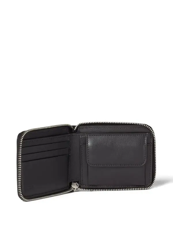 Fendi Compact Leather Wallet With Zip And Ff Logo