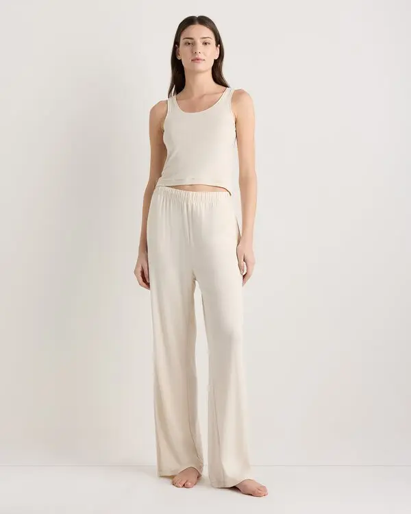 Quince Bamboo Jersey Tank Top & Pants Pajama Set - Ivory