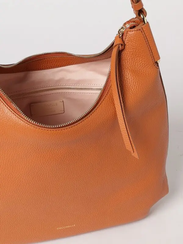 COCCINELLE Rebekka Medium Hammered Leather Bag - Orange