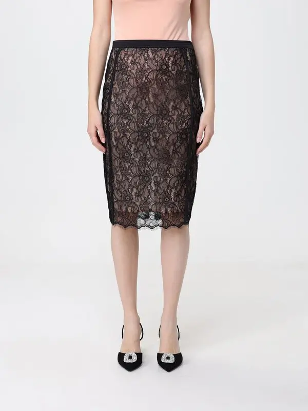 Elisabetta Franchi Lace Midi Skirt - Black