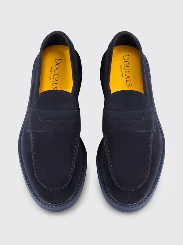 DOUCAL'S Suede Calfskin Loafers - Blue
