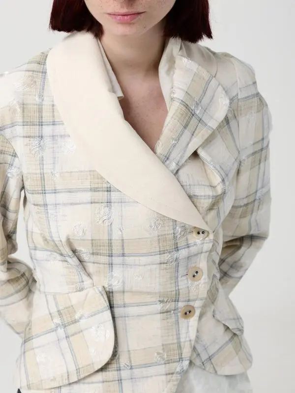 VIVIENNE WESTWOOD Checked Cotton Blend Asymmetrical Blazer