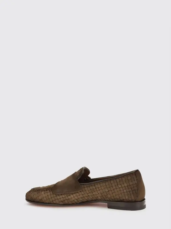 Santoni Woven Suede Monk Strap Shoes - Brown