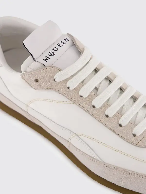 Alexander McQueen Smooth And Suede Calfskin Low Top Sneakers - White
