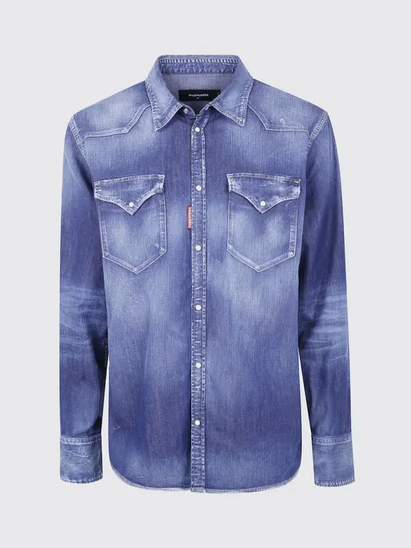 Dsquared2 Stretch Cotton Denim Shirt - Navy