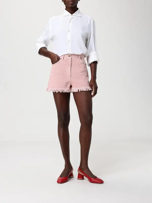 Valentino Garavani Embellished Denim Shorts With Frayed Hem