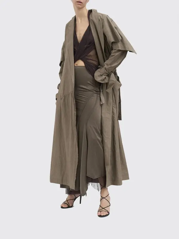 YEHUAFAN Cotton Asymmetric Trench Coat - Beige
