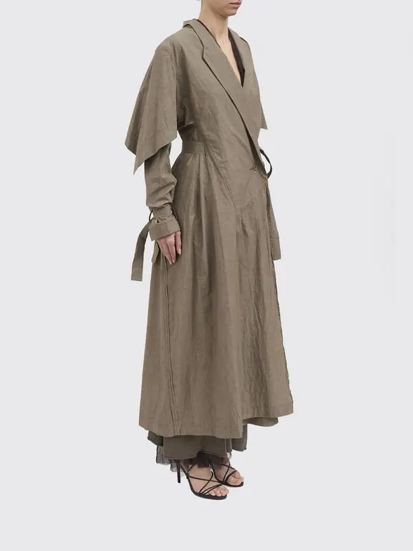 YEHUAFAN Cotton Asymmetric Trench Coat - Beige