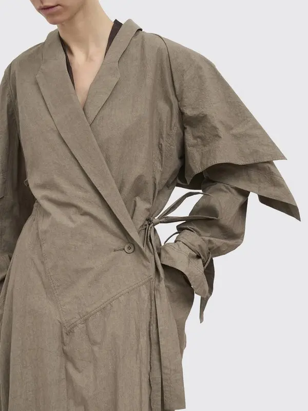 YEHUAFAN Cotton Asymmetric Trench Coat - Beige