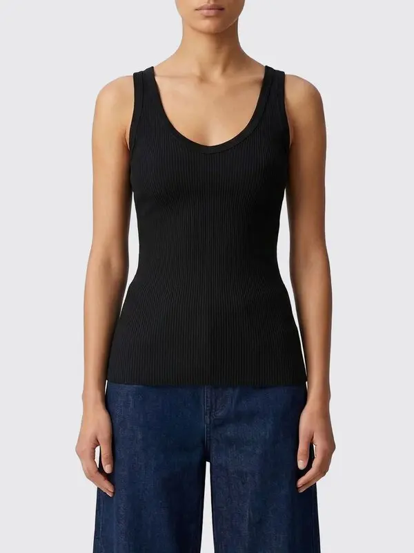 Patrizia Pepe Ribbed Tank Top - Black