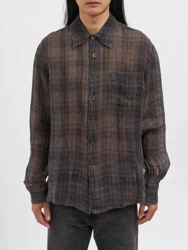 Our Legacy Linen Check Pattern Shirt - Grey