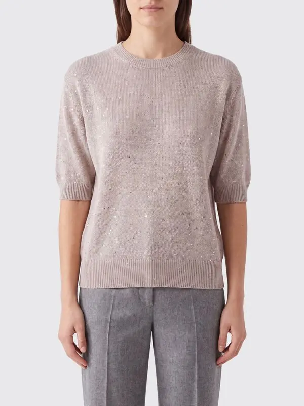 Brunello Cucinelli Embellished Crew Neck Sweater - Natural