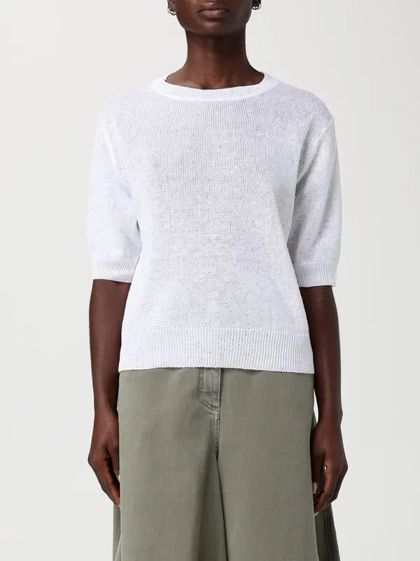 Brunello Cucinelli Embellished Crew Neck Sweater - White