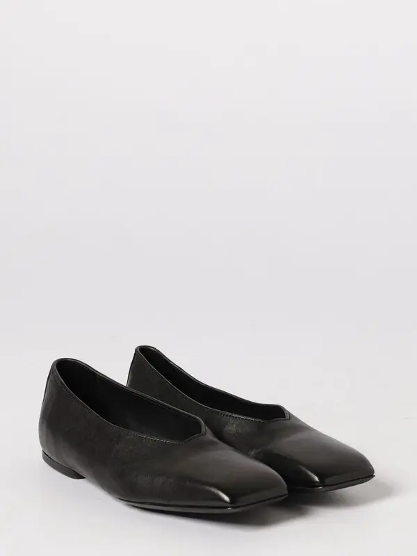 Rick Owens Ram Leather Square Toe Ballerina Flats - Black