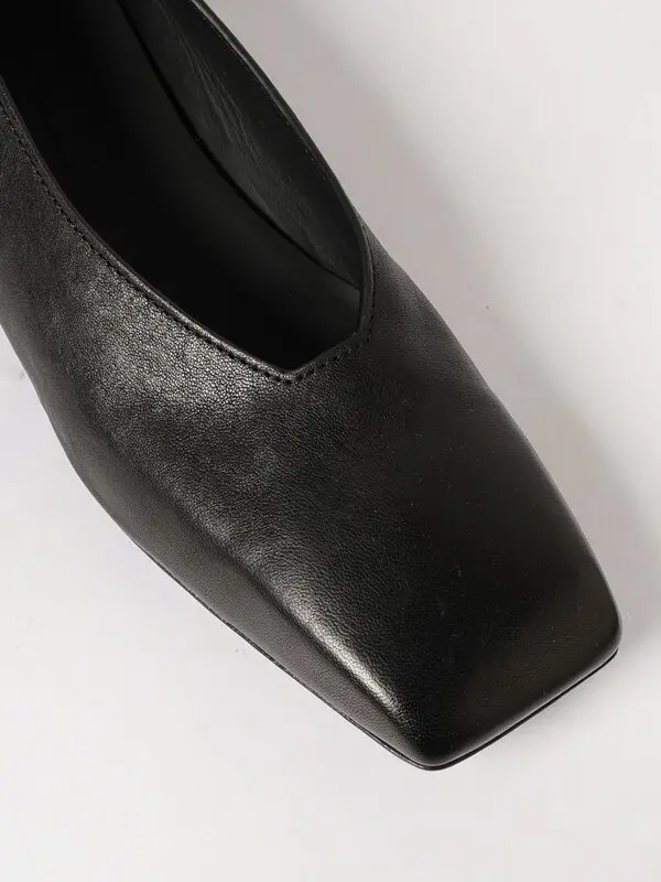 Rick Owens Ram Leather Square Toe Ballerina Flats - Black