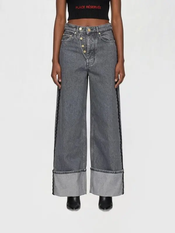 GANNI Denim Wide-leg Jeans - Charcoal