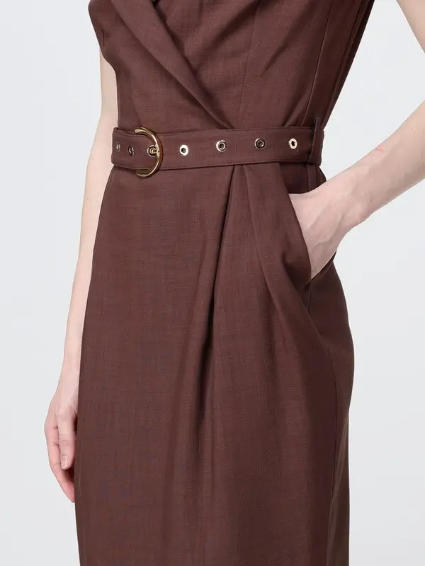 Pinko Sleeveless Belted Midi Dress - Brown