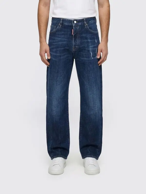 Dsquared2 Straight Cotton Denim Jeans - Blue