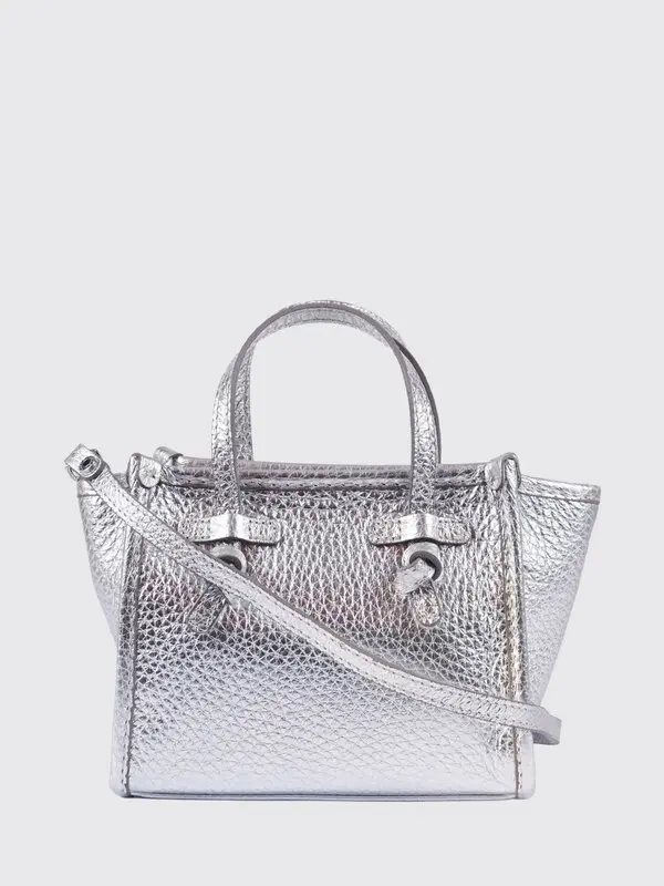 GIANNI CHIARINI Miss Marcella Hammered Leather Mini Handbag - Silver