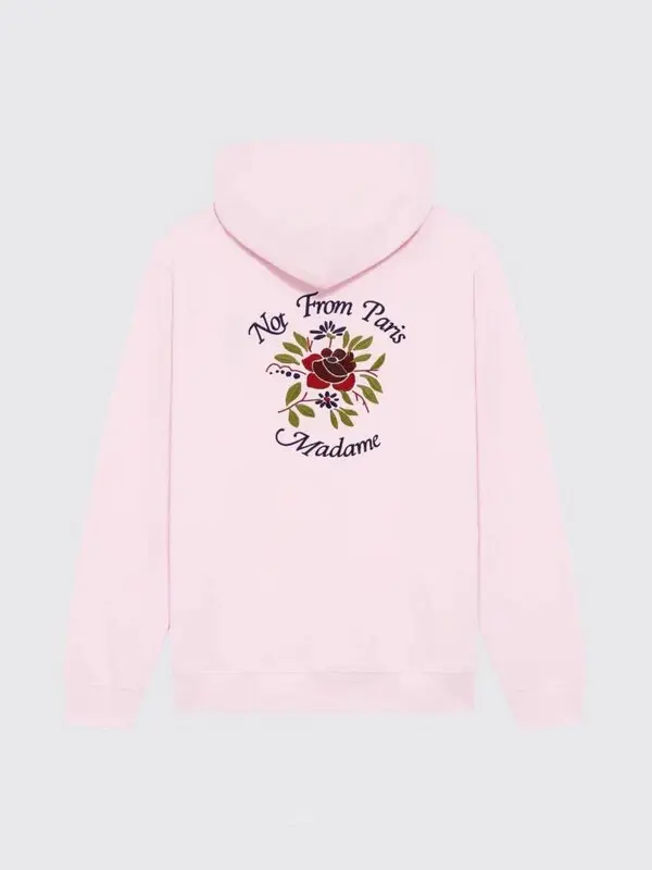 Drole De Monsieur Cotton Hoodie With Embroidered Graphic - Pink