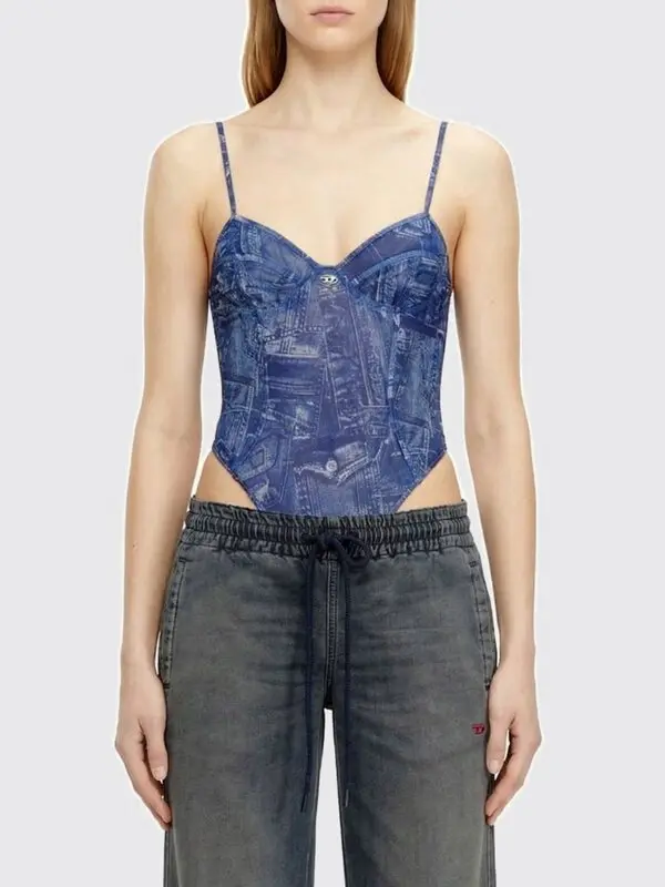 DIESEL® Denim Effect Polyester Bodysuit - Blue