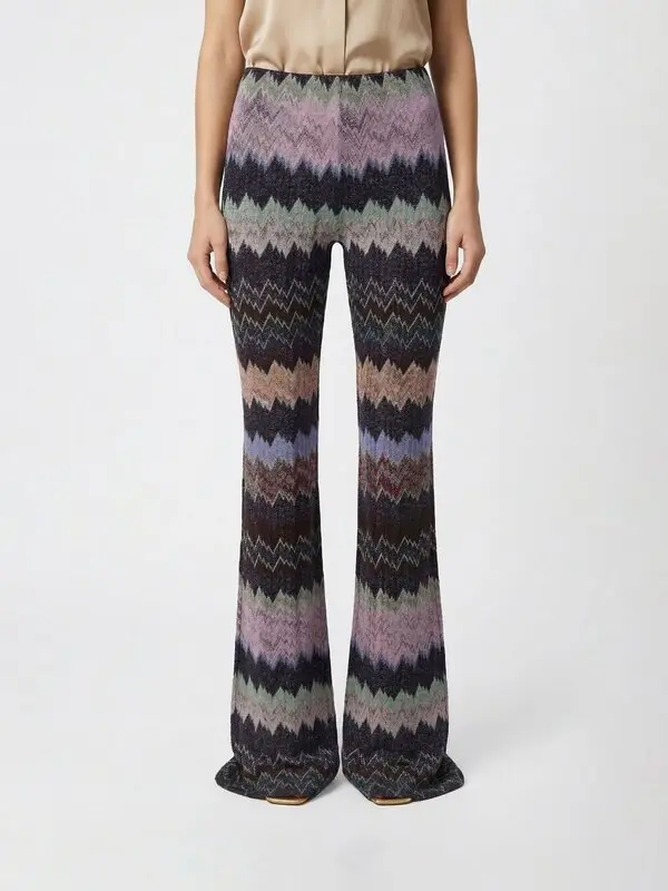 Missoni Viscose Lurex Zig-zag Motif Trousers - Black