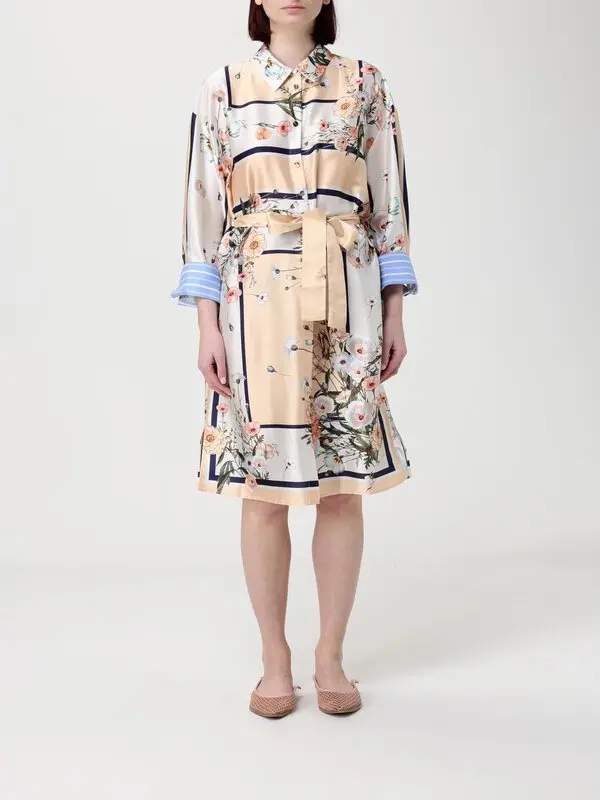 Liu Jo Printed Satin Midi Chemisier Dress