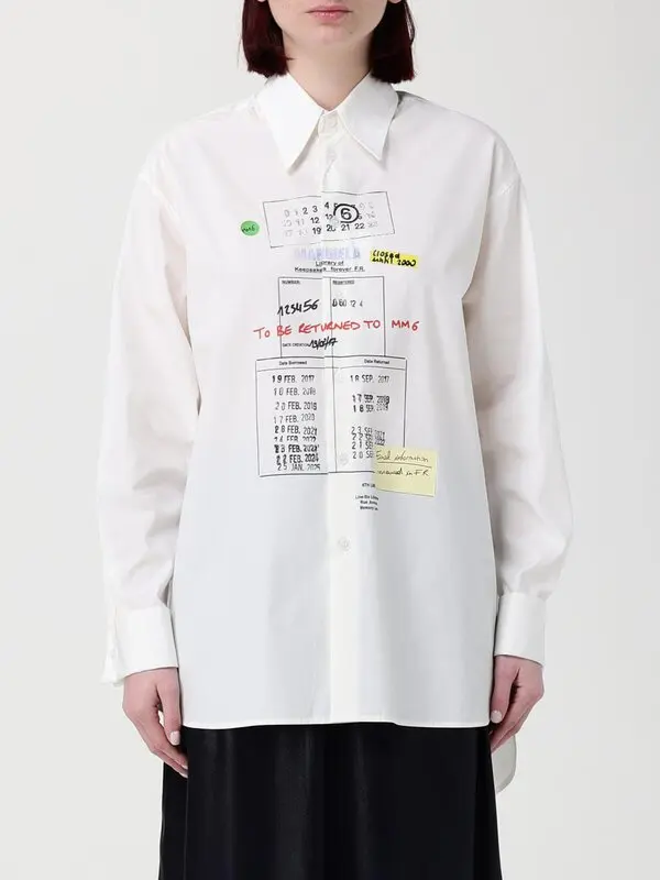 MAISON MARGIELA Graphic Print Cotton Shirt - White